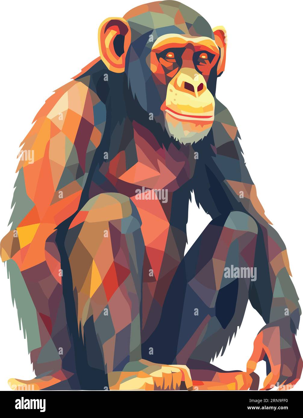 Cute monkey mascot sitting in tropical rainforest Stock Vector Image ...