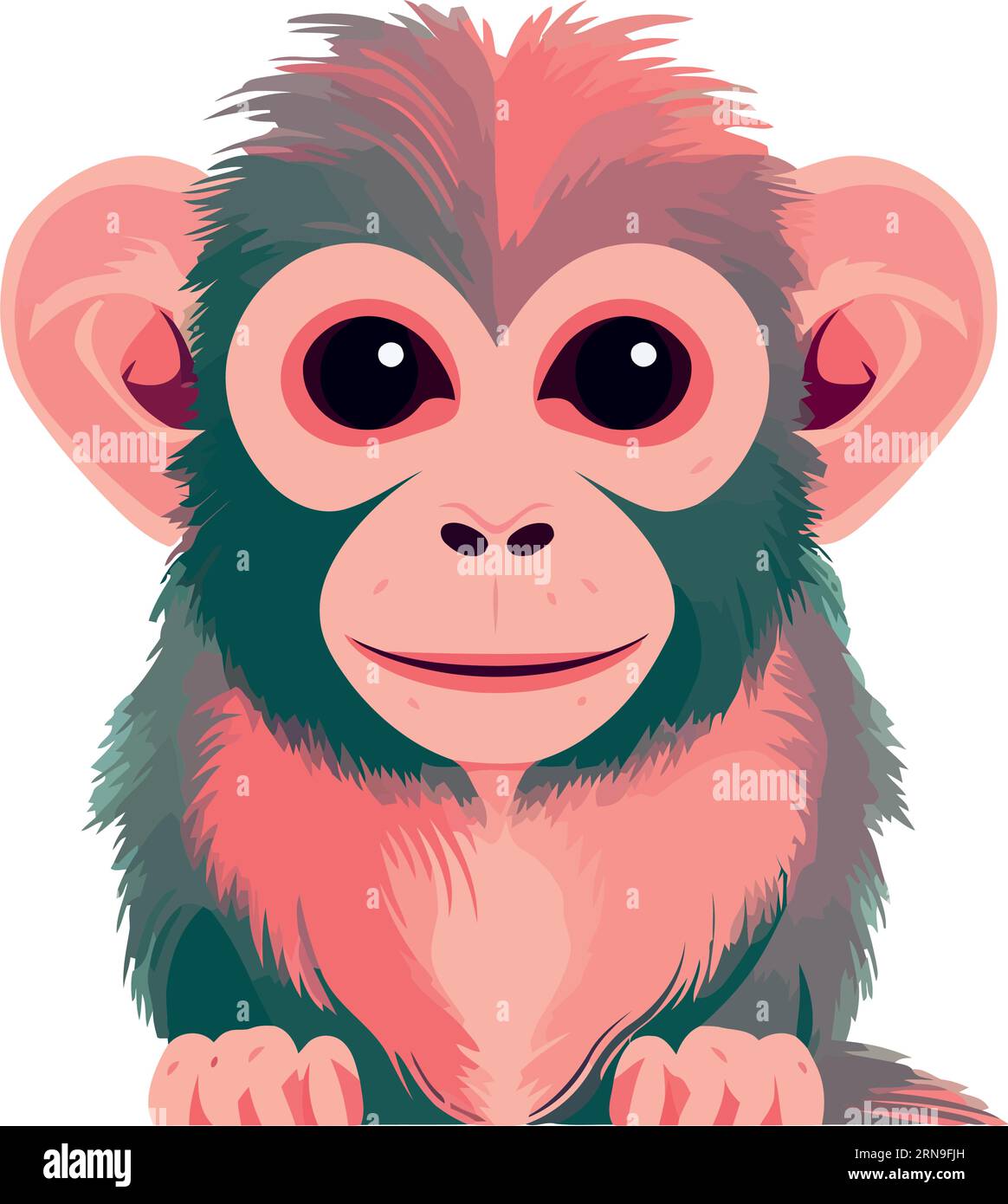 Cute monkey mascot sitting in tropical rainforest Stock Vector Image ...