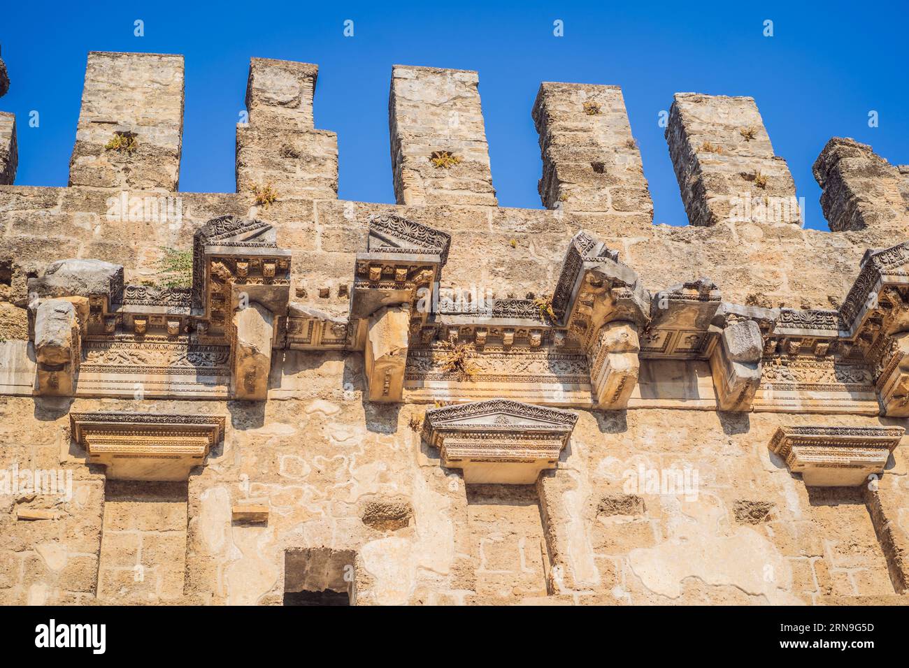 Aspendos Ancient City. Aspendos acropolis city ruins, cisterns ...