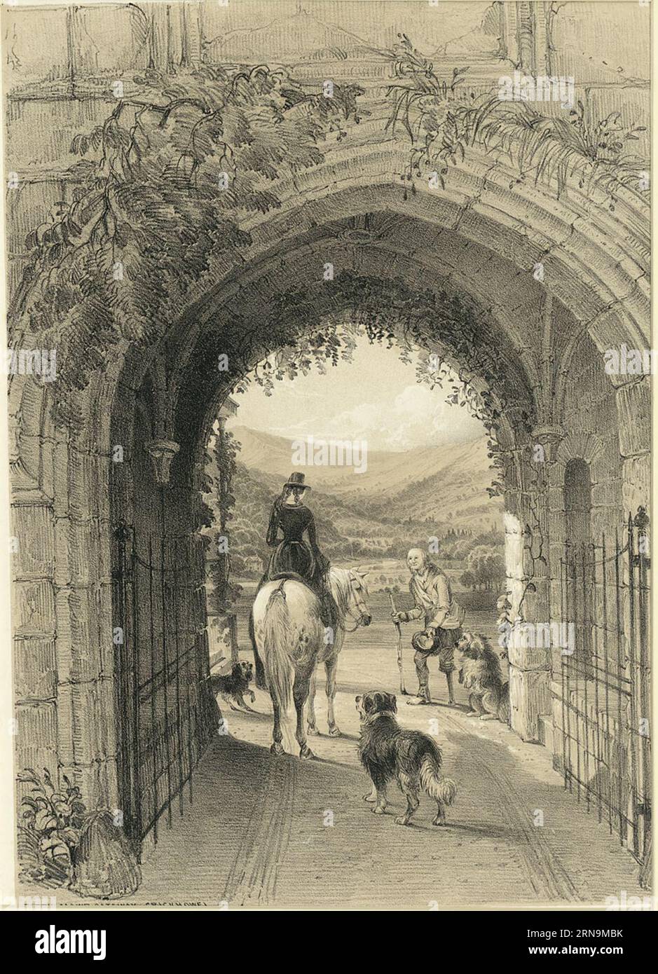 Porth Mawr gateway Crickhowel 1844 by Alexander F. Rolfe Stock Photo ...