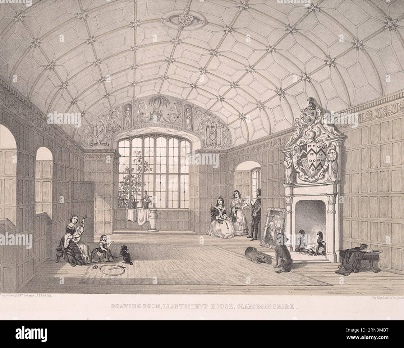 Drawing room, Llantrithyd house, Glamorganshire circa 1850 by Alexander ...