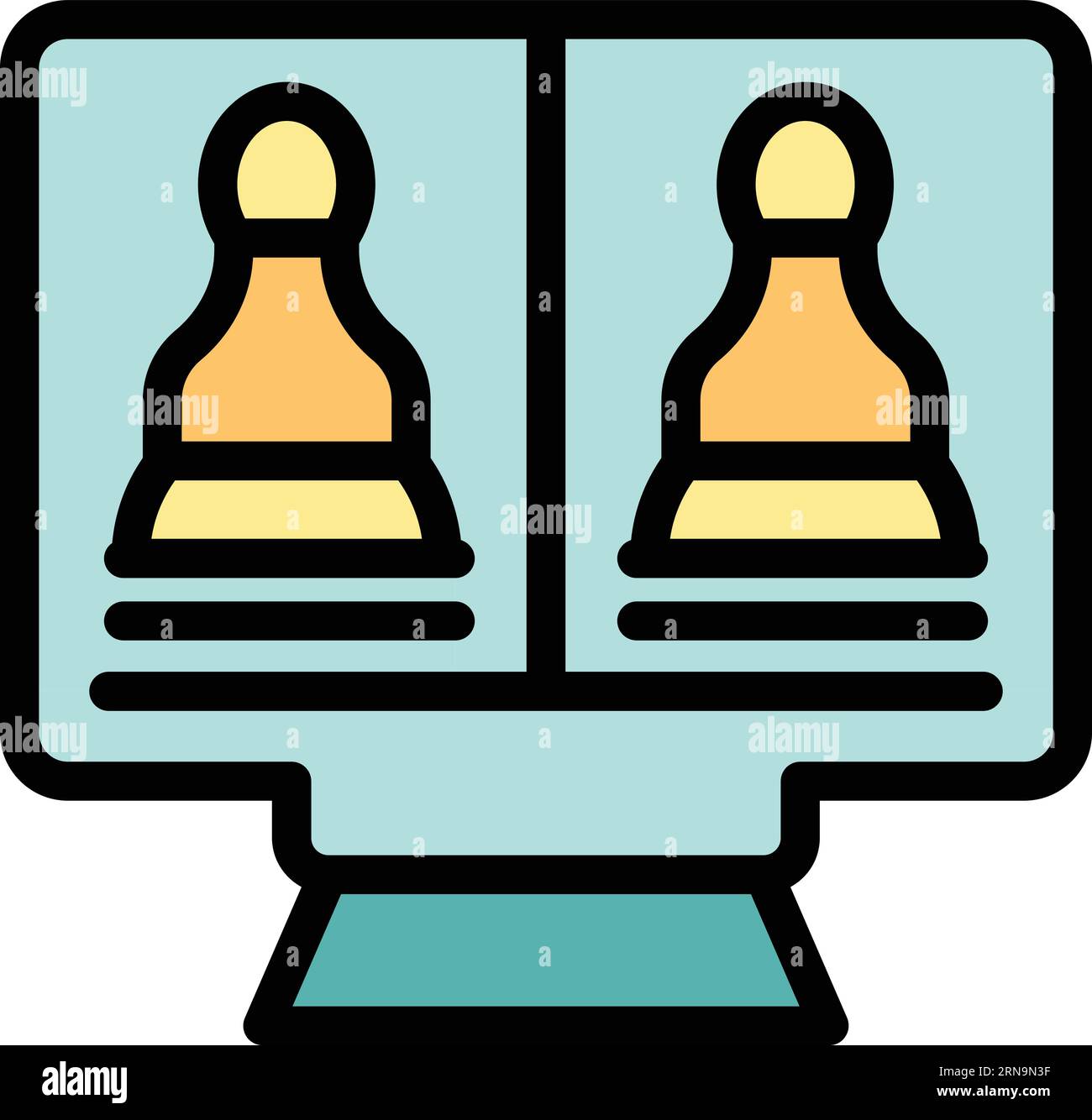 Chess lesson icon outline vector. Online game. Computer bet color flat ...