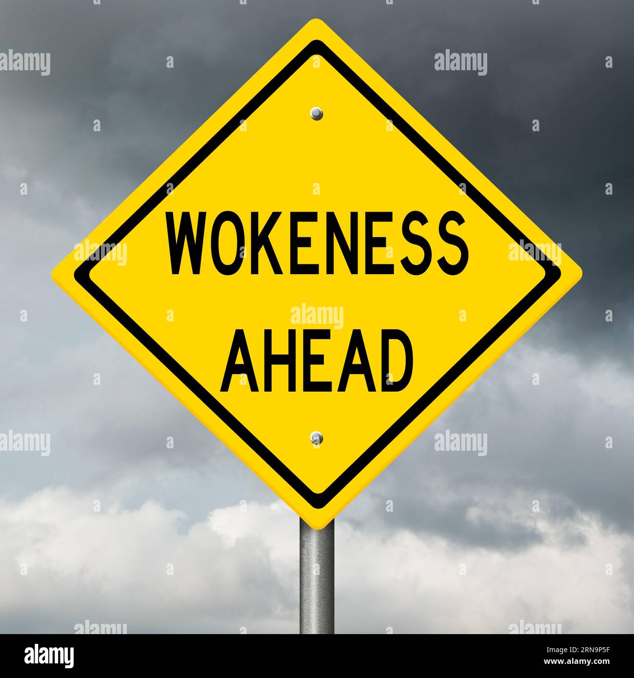 Warning sign WOKENESS AHEAD Stock Photo - Alamy
