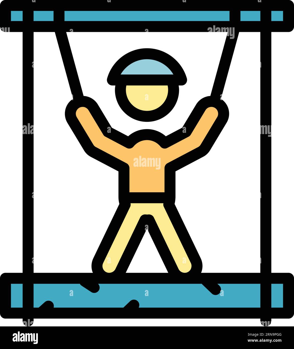 Rope park tree bar icon outline vector. Extreme sport. Forest ladder ...