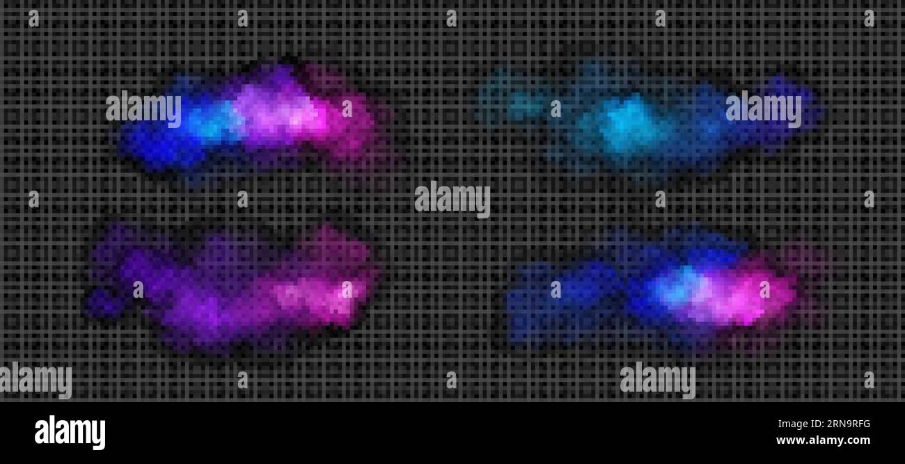 Neon cloud in bright pink, purple and blue colors. Realistic vector ...