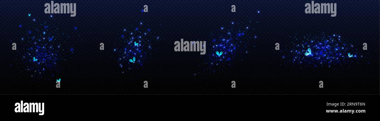 Blue firefly light at night vector effect on transparent background ...