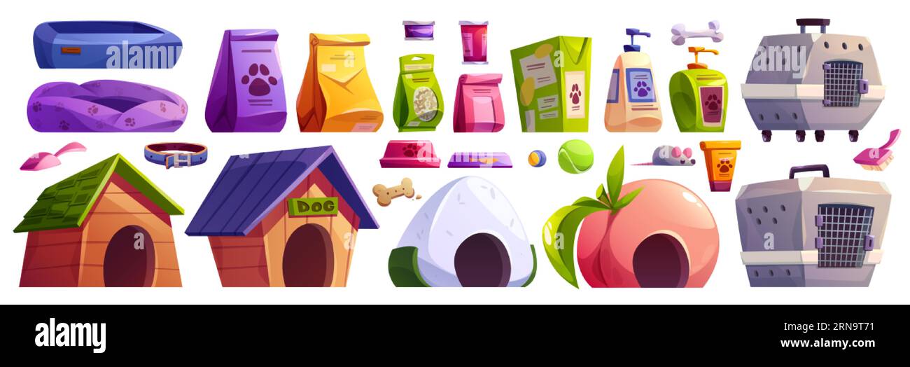 Dog pet shop store with toy vector cartoon illustration. Petshop ...