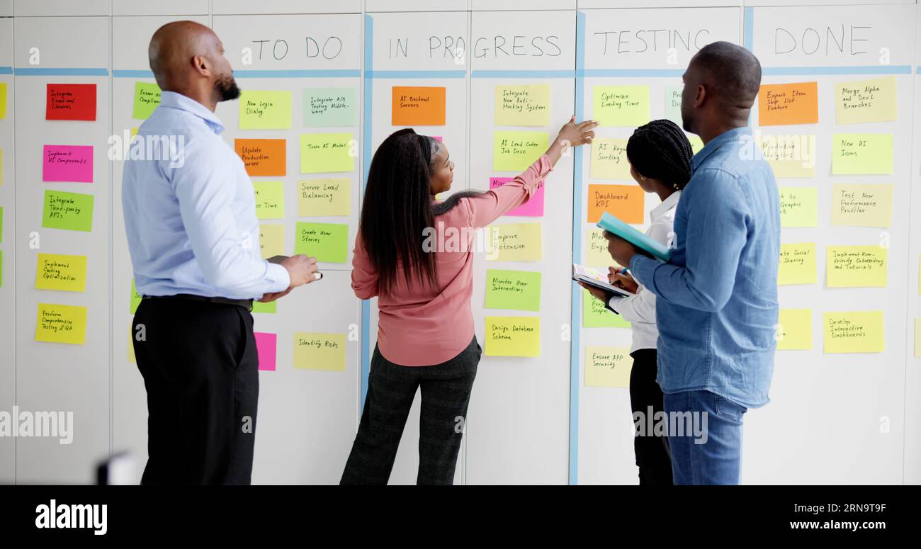 Agile Business Team Using Kanban Task Board Stock Photo - Alamy