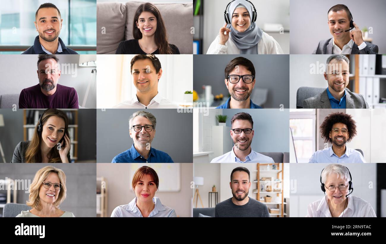 Business People Avatar Headshot. Group Meeting Video Conference Stock ...