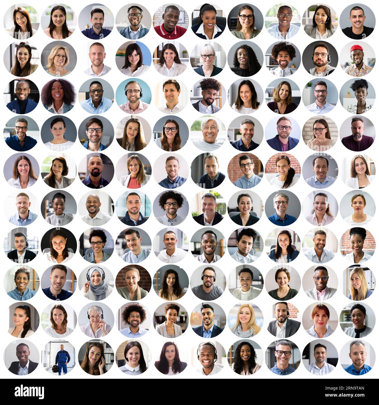 People Face Avatar Collage. Round Circle Headshots Stock Photo - Alamy