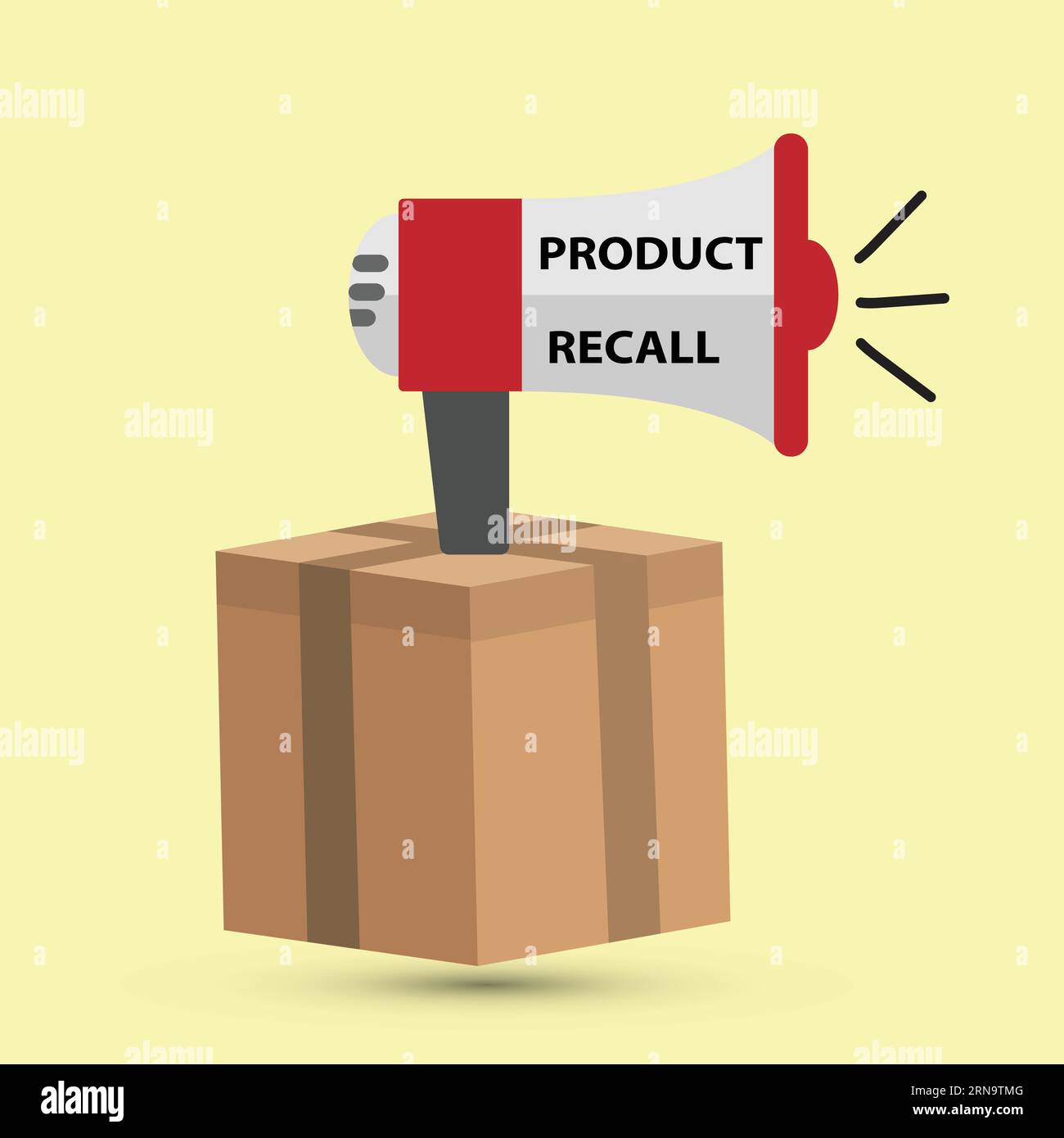 Megaphone on a box with the text product recall, conceptual vector ...