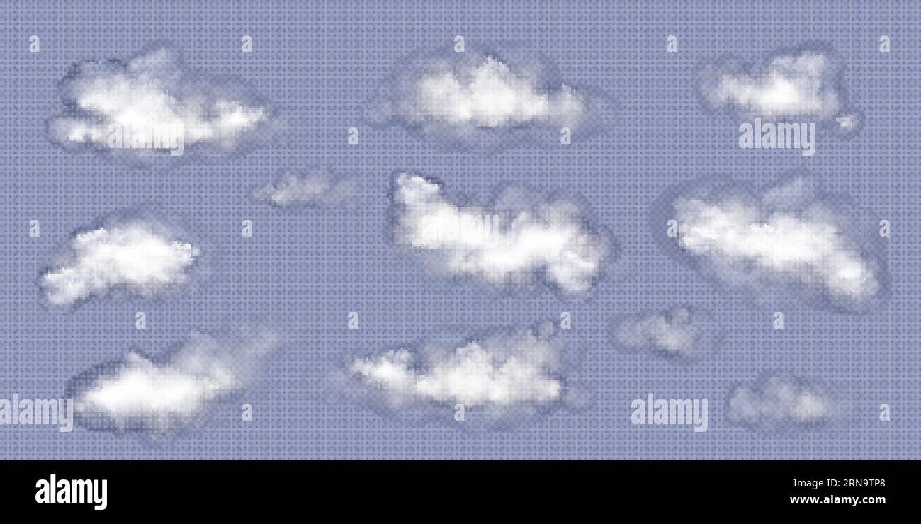 Transparent vector white cloud sky realistic set. Fog smoke png texture ...