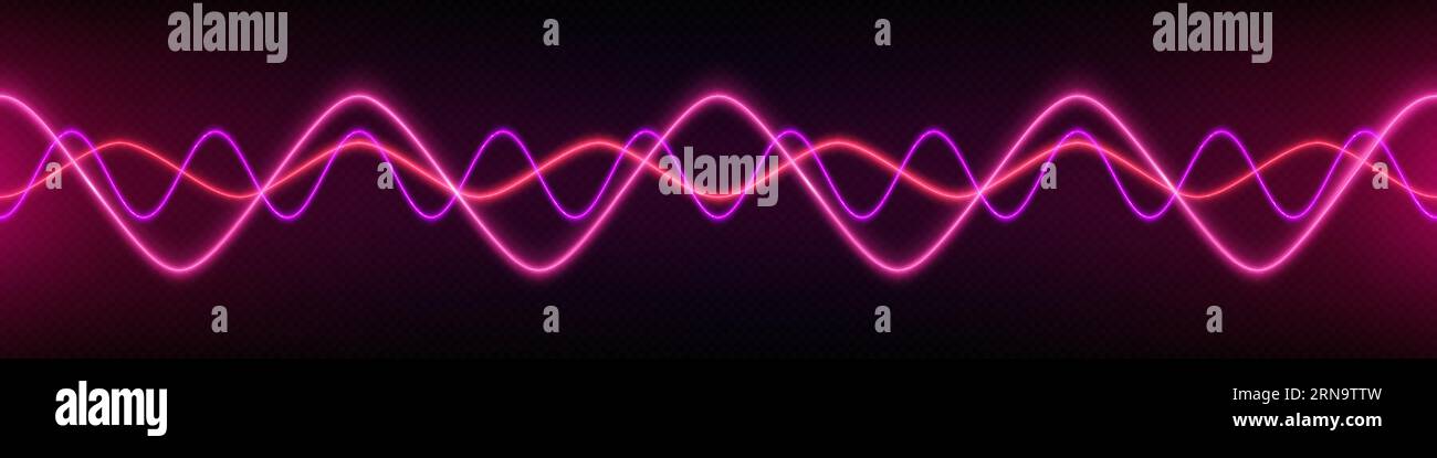 Neon audio voice frequency wave and abstract sound light vector ...