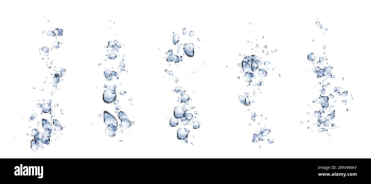 Underwater bubble drop air splash vector texture. Isolated realistic fizzy under water soda ...