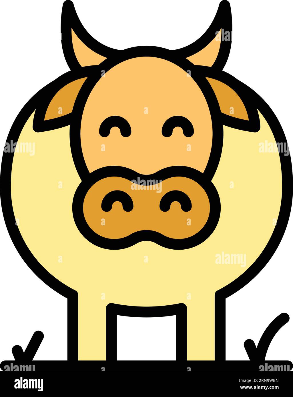 Dairy cow icon outline vector. Cattle farm. Animal bull color flat ...