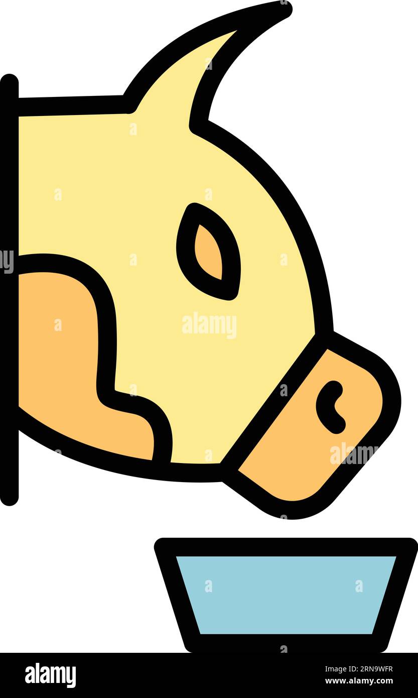 Cow eating icon outline vector. Farm jersey. Breed animal color flat ...