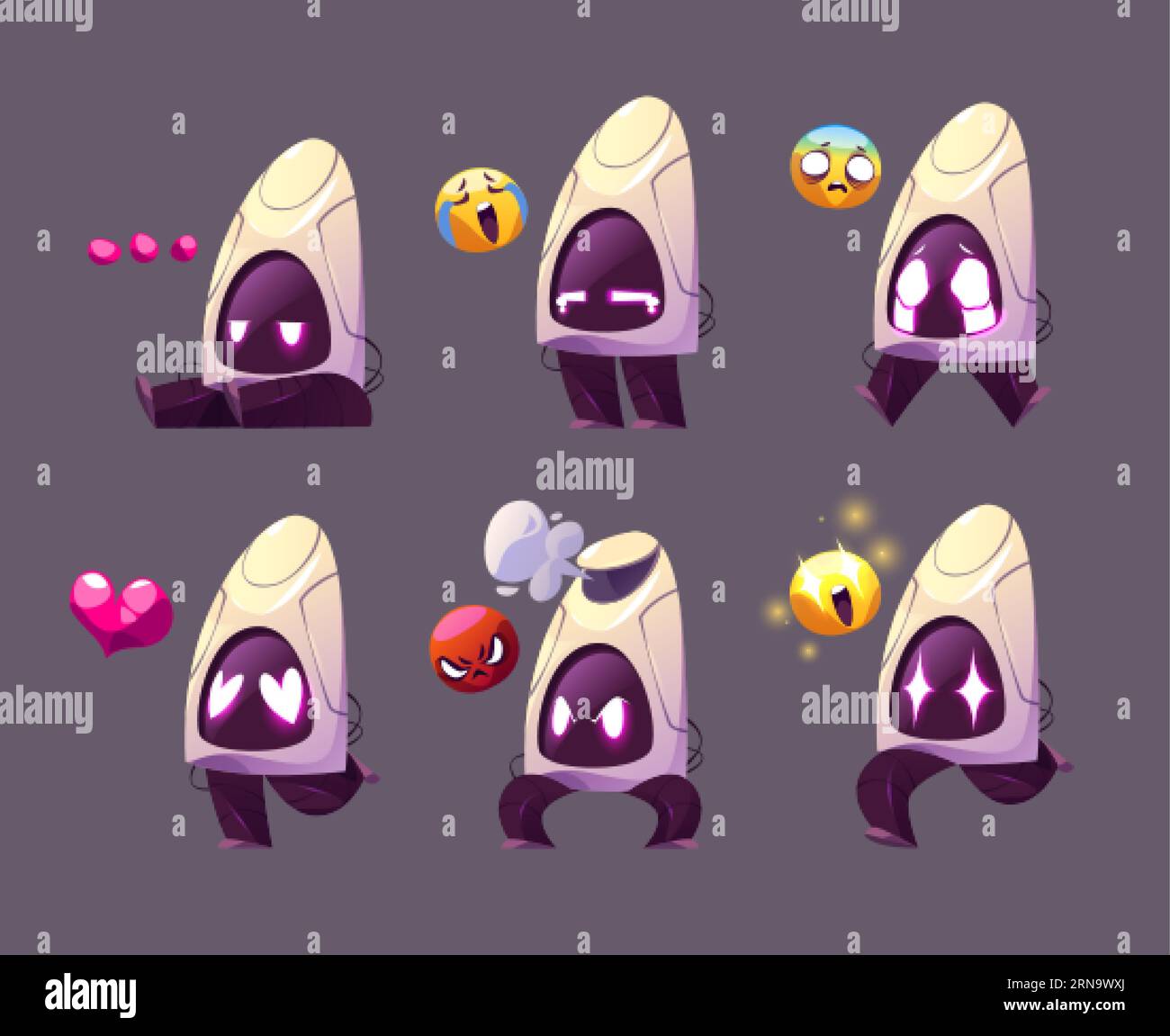 Cartoon set of robot emotions. Vector illustration of pensive, crying ... Cartoon set of robot emotions. Vector illustration of pensive, crying ...