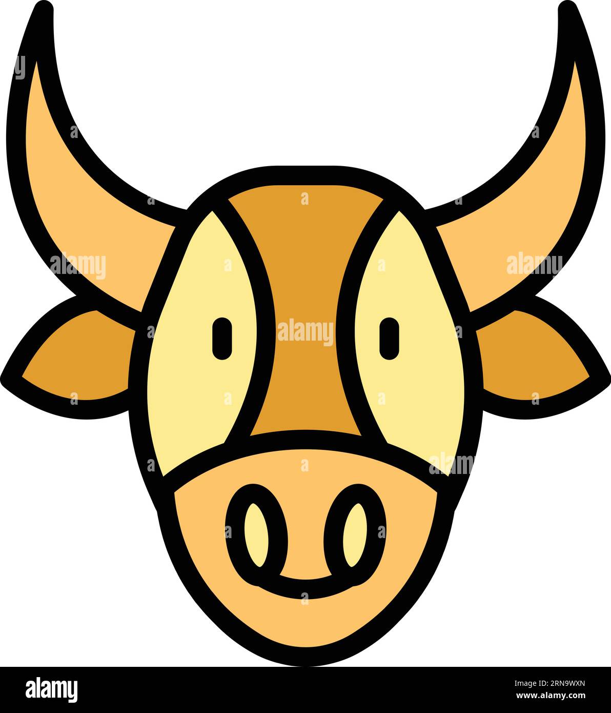 Bull head icon outline vector. Cow breed. Calf dairy color flat Stock ...