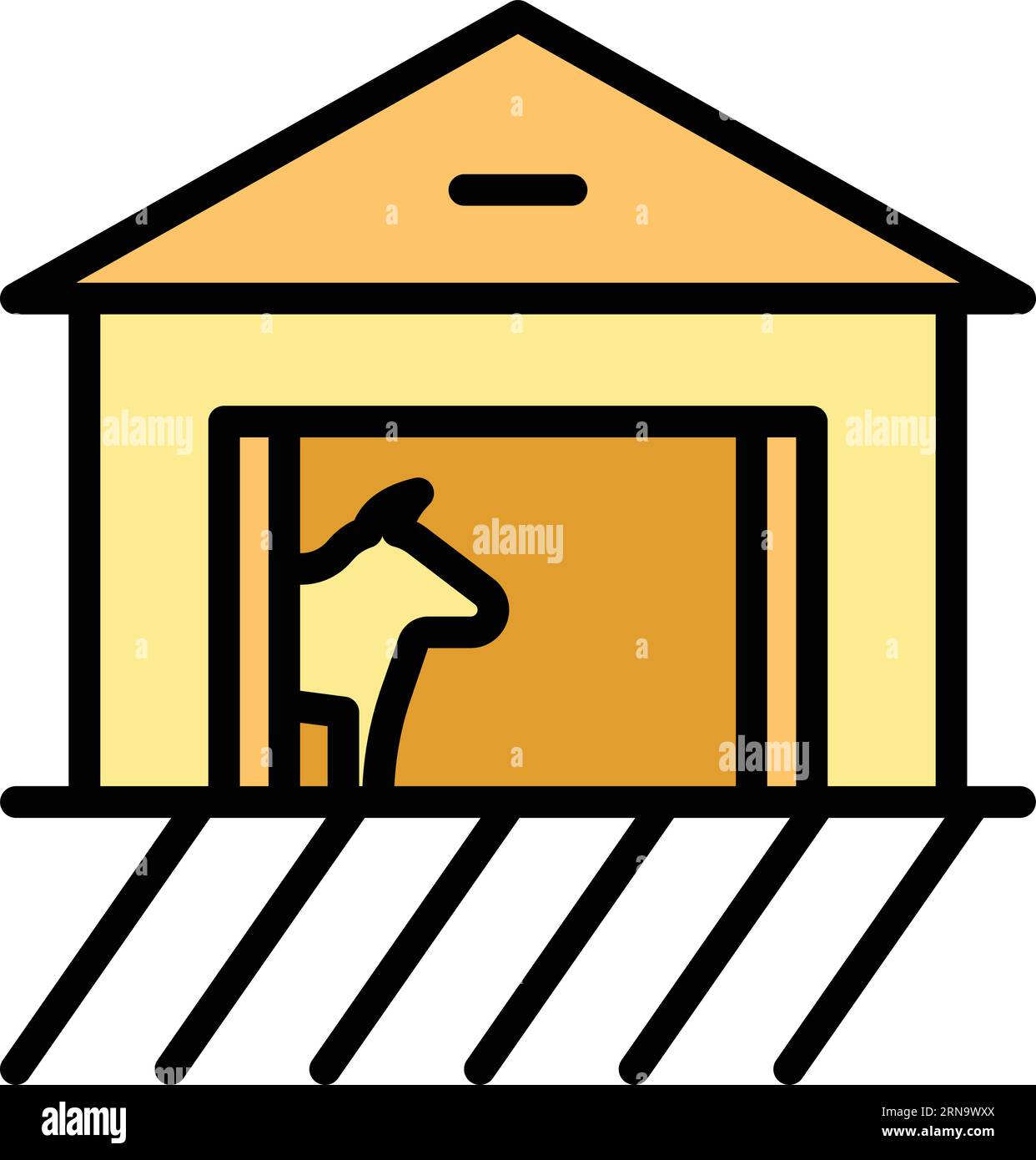 Cow in farm icon outline vector. Cattle breed. Animal bull color flat ...