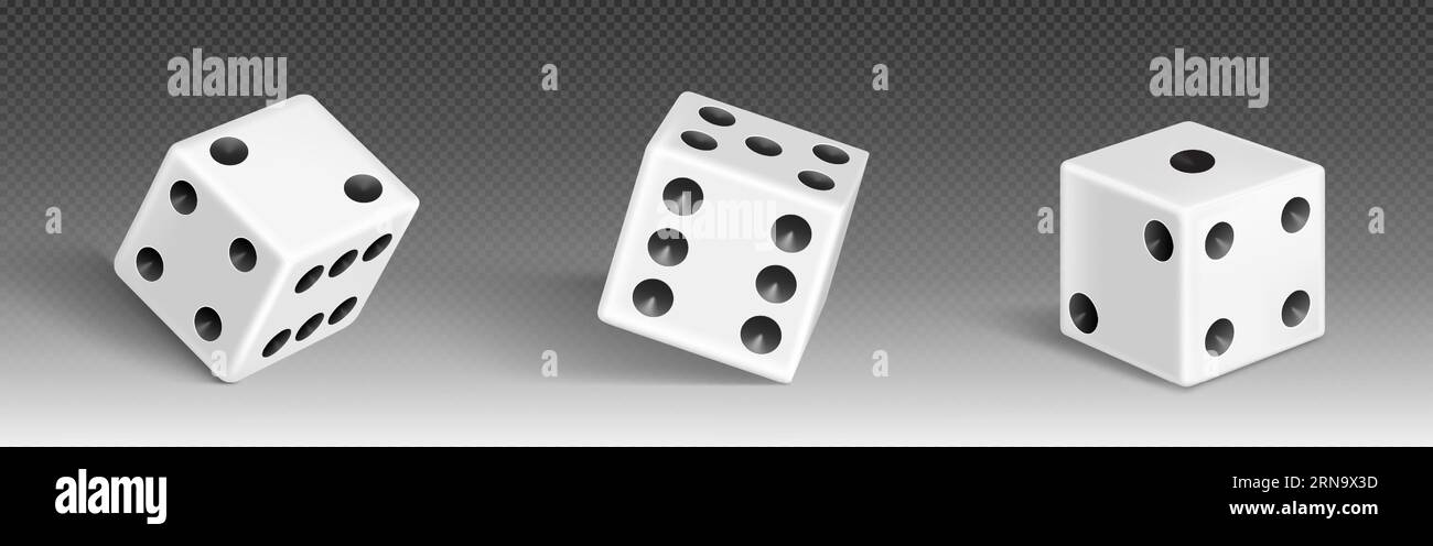 3d casino game play cube roll isolated vector icon. White realistic ...