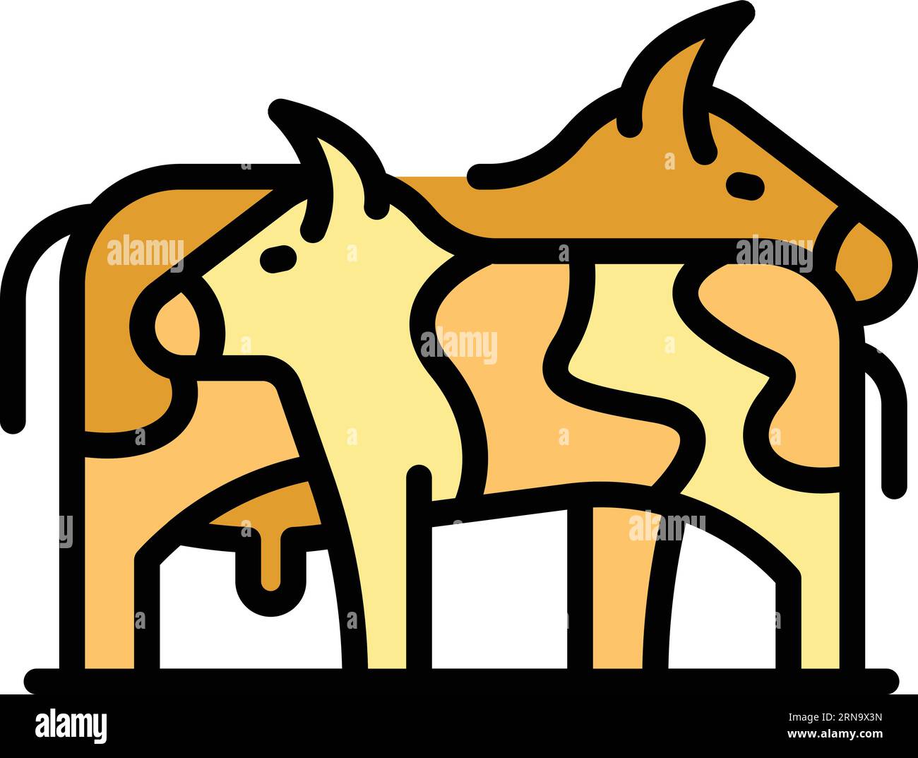 Breeding cows icon outline vector. Animal beef. Cow cattle color flat ...