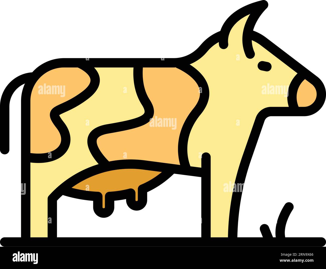 Farm cow icon outline vector. Cattle breed. Milk beef color flat Stock ...