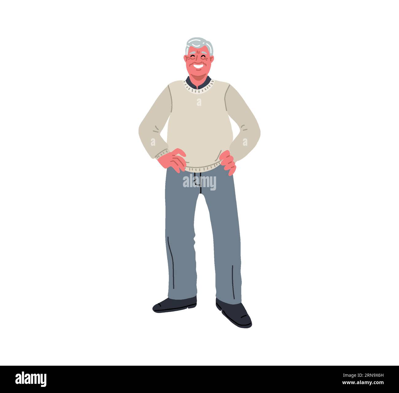 Asian senior man cartoon character.Vector illustration on white ...