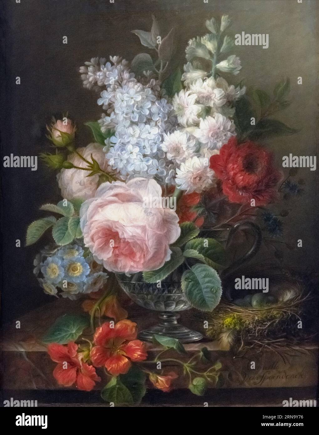 Cornelis Van Spaendonck - Vase de fleurs avec nid before 1840 by ...
