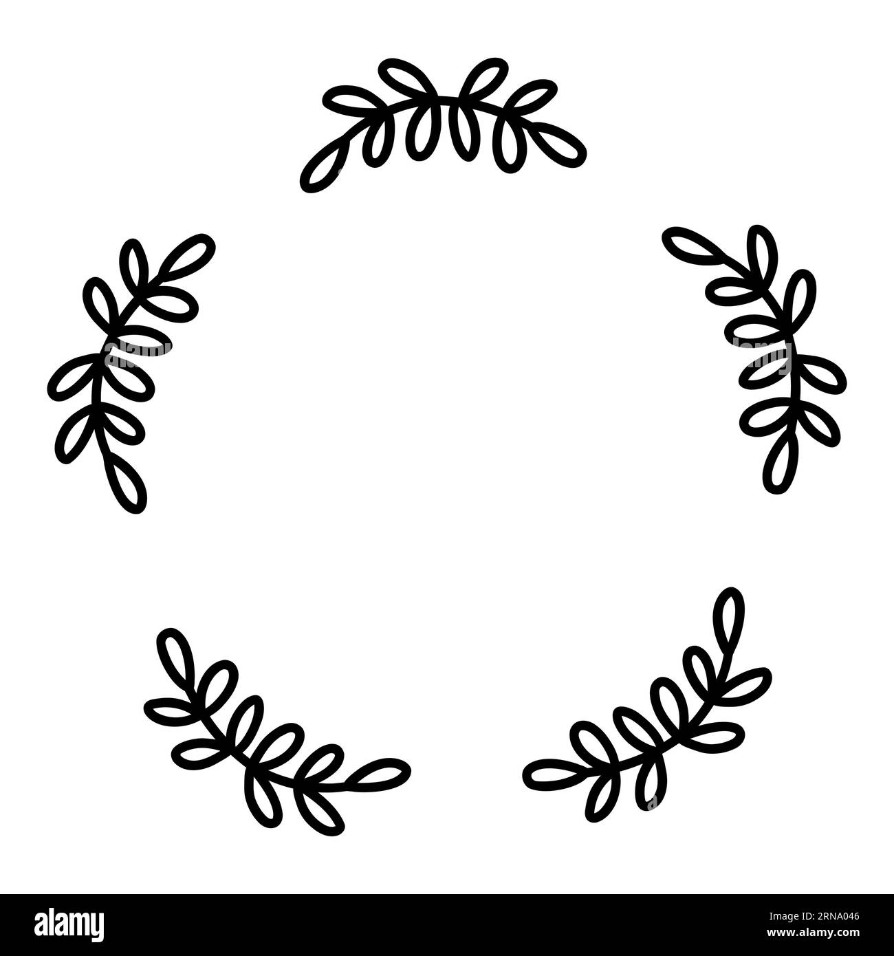 Round frame with botanical branches. Highlight shape on white ...