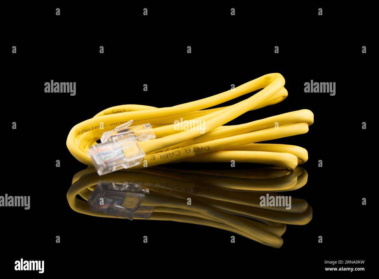 Internet data cable isolated on black background. Internet ...