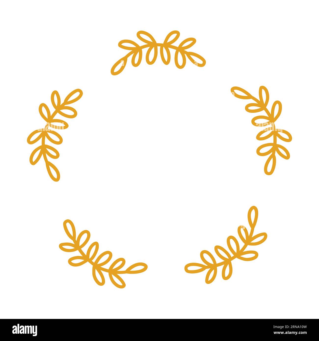 Round yellow frame with botanical branches. Highlight shape on white ...