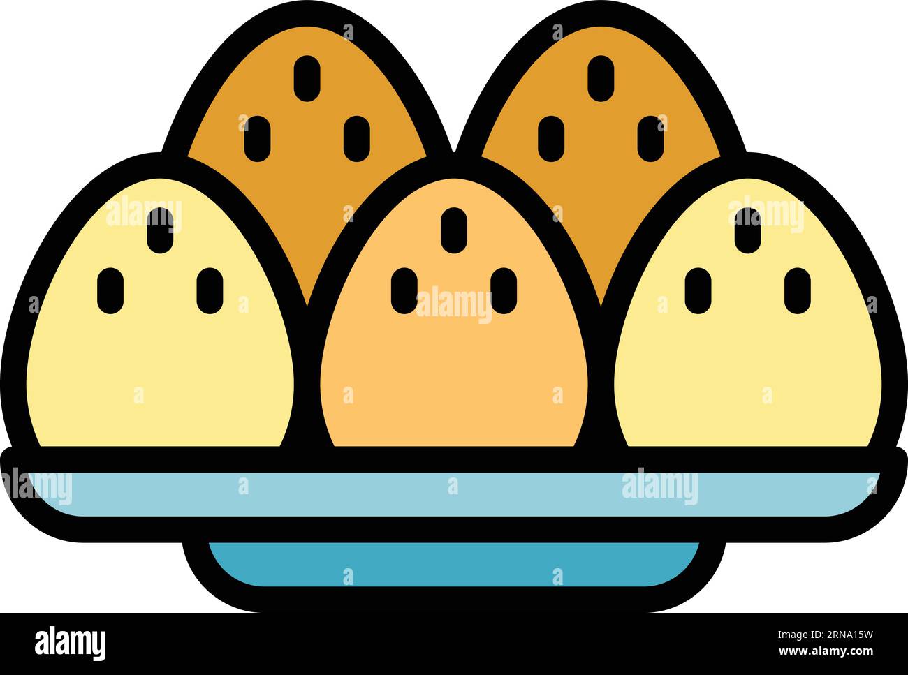 Cooked egg icon outline vector. Dish baked. Food sauce color flat Stock ...