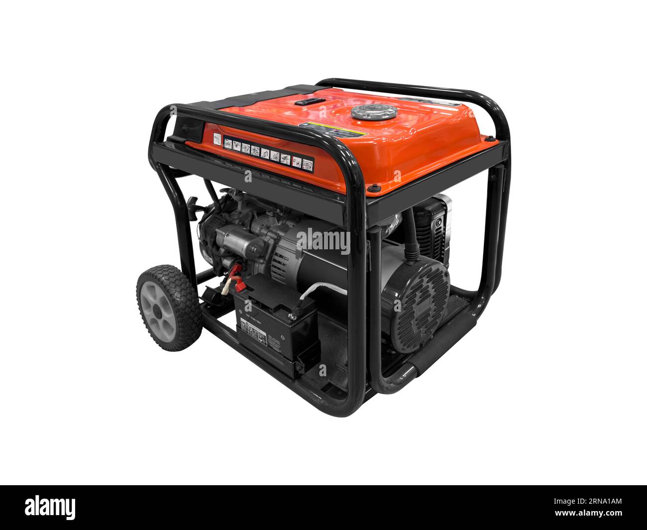 Portable electric AC generator isolated on white background. Diesel or ...