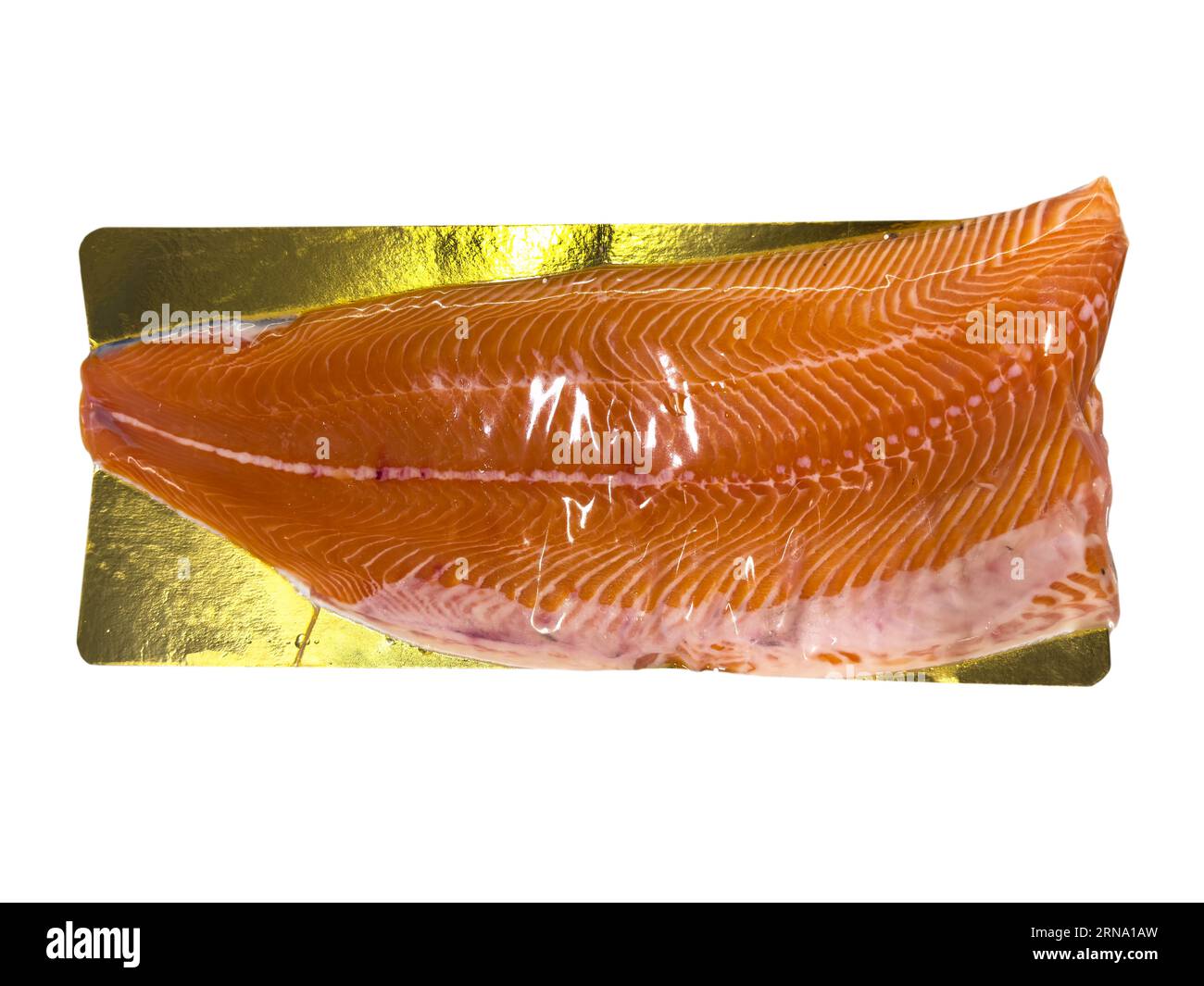 Vacuum packaged salmon fish isolated on white background Stock Photo ...