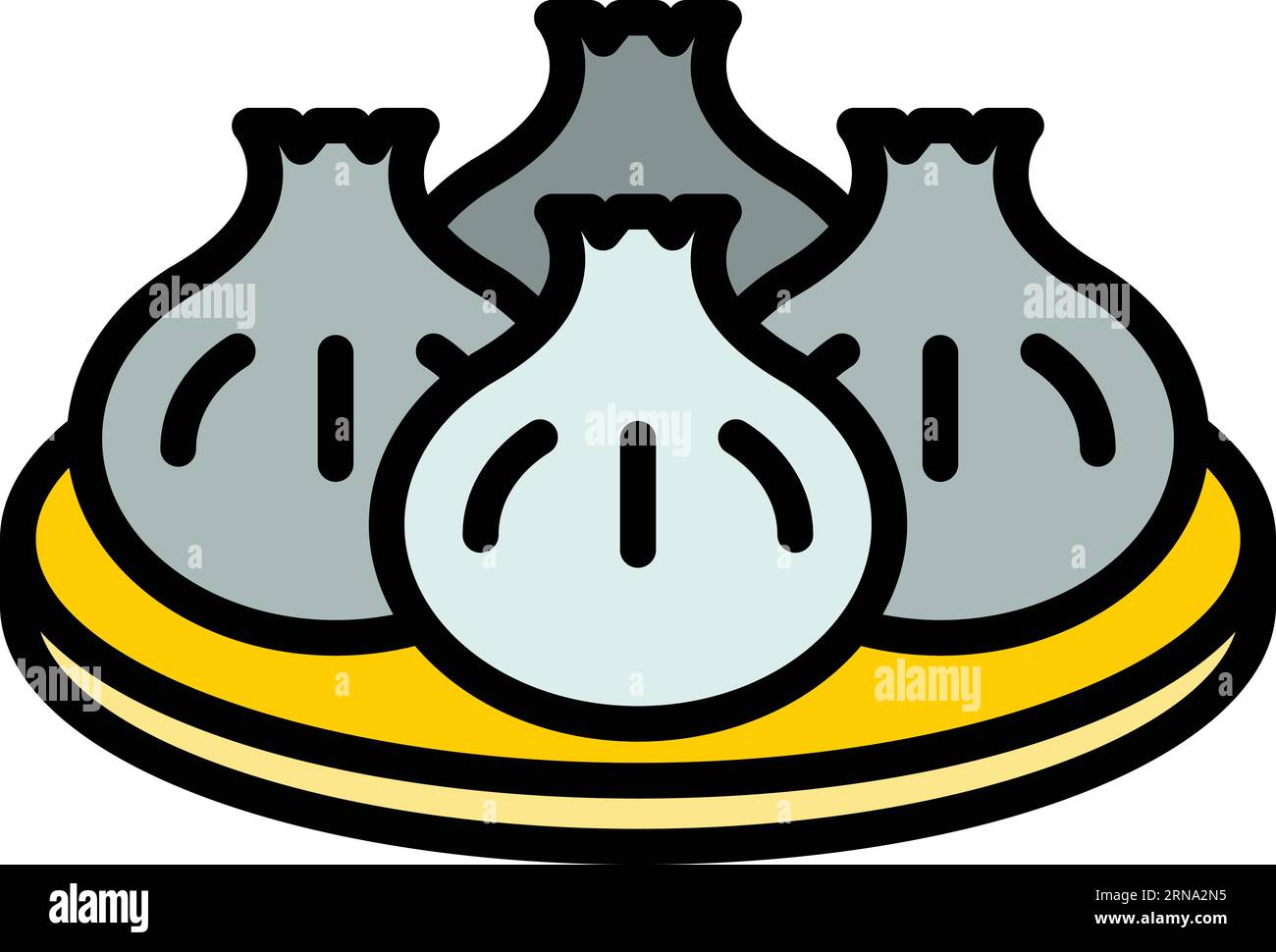 Stuffed baozi icon outline vector. Asian steam. Momo rice color flat ...