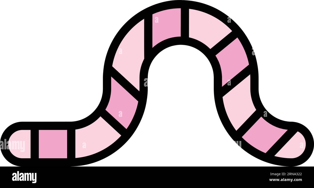 Whipworm icon outline vector. Garden worm. Larva animal color flat ...