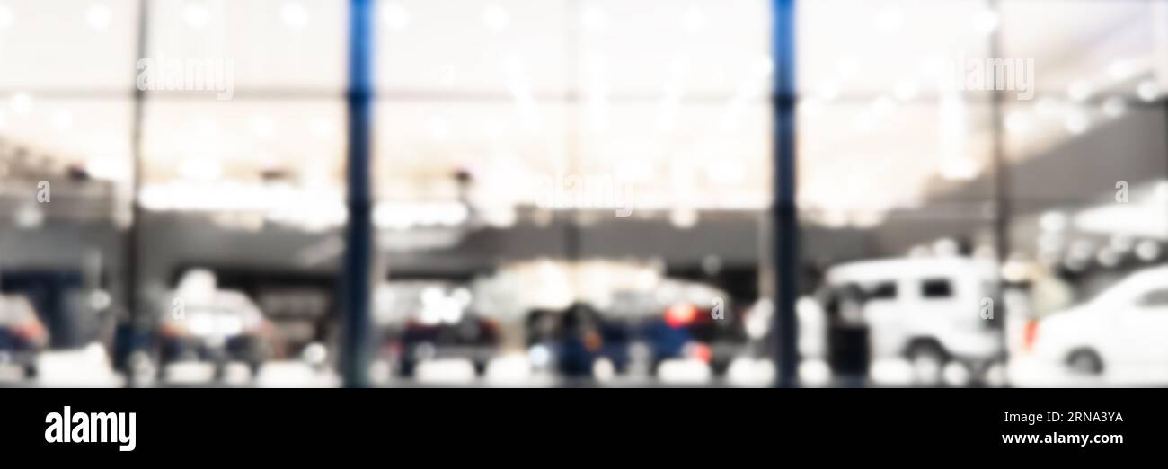 Blurred background with car dealership exterior. Abstract blurred photo ...