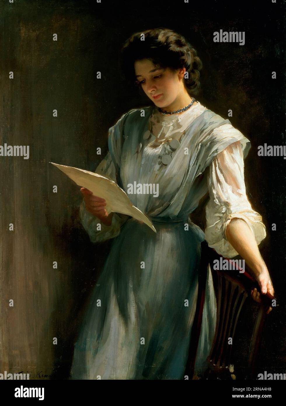 Reading the Letter 1885 by Thomas Benjamin Kennington Stock Photo - Alamy