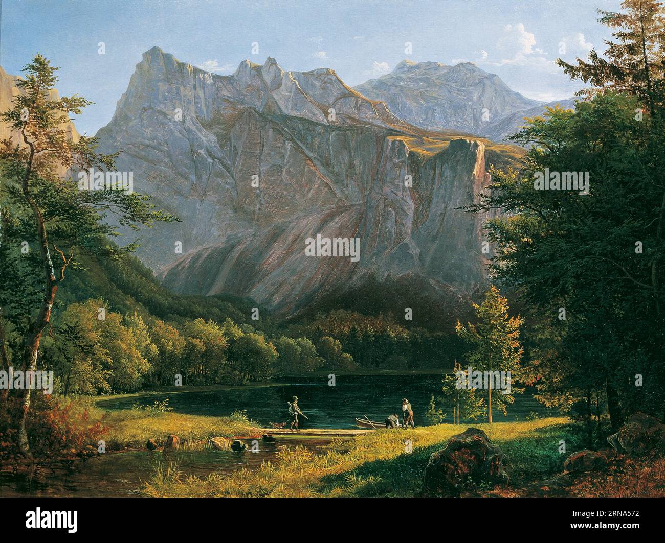 Backward lake Langbath 1834 by Josef Feid Stock Photo - Alamy