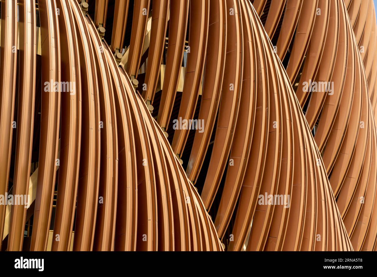 Closeup view of building facade details in a curved shape. wallpaper ...