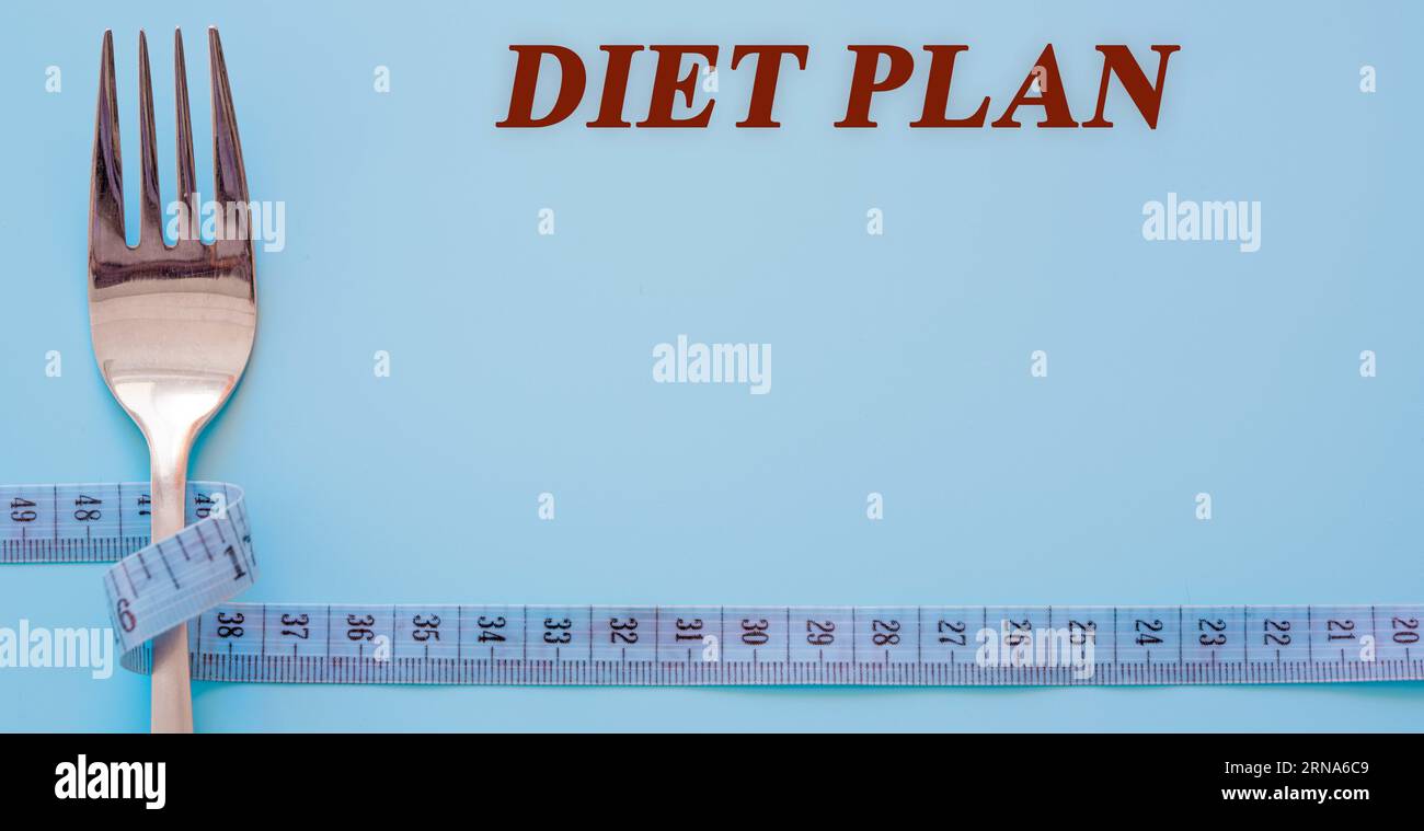 Diet text on flat lay background diet plan Stock Photo - Alamy