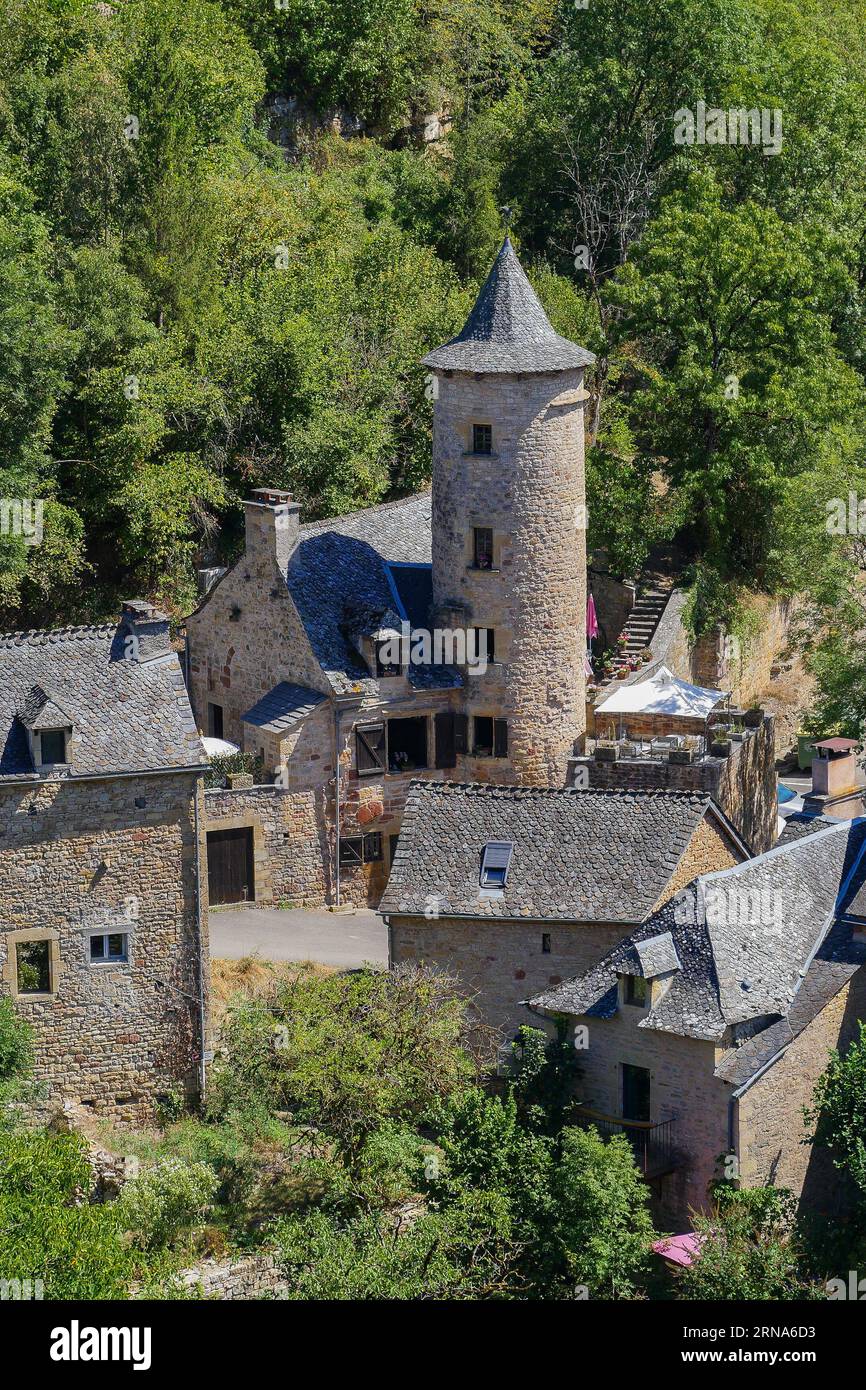 France, Aveyron, Bozouls, the Trou de Bouzouls, Sainte-Fauste church ...