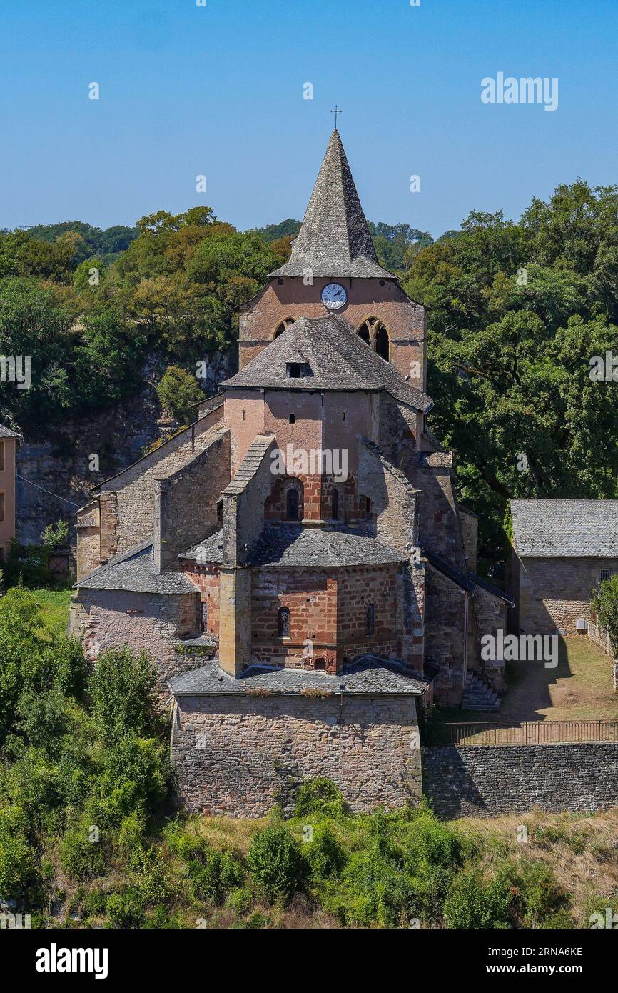 France, Aveyron, Bozouls, the Trou de Bouzouls, Sainte-Fauste church ...
