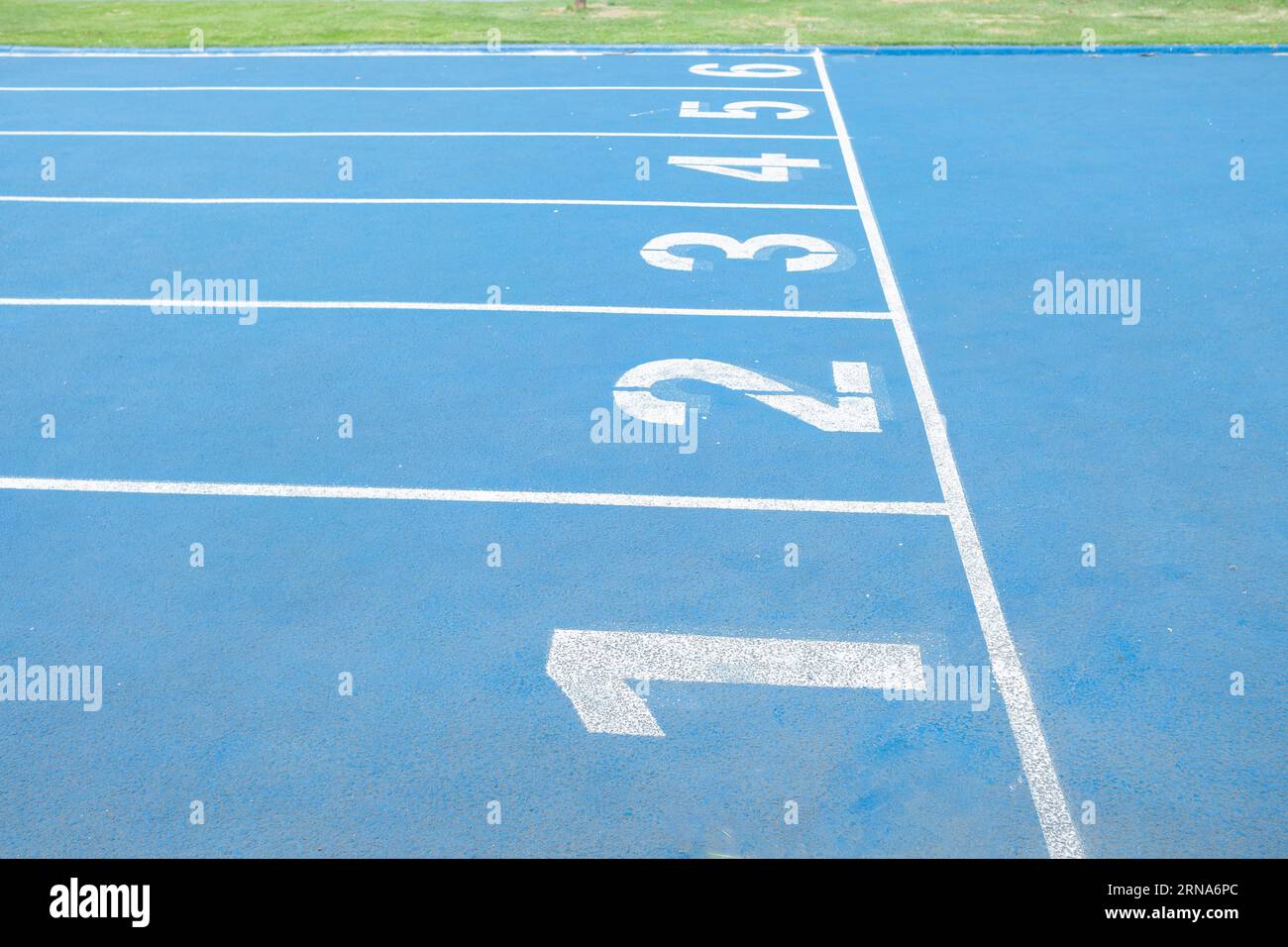 starting point of rubber runway horizontal composition Stock Photo - Alamy
