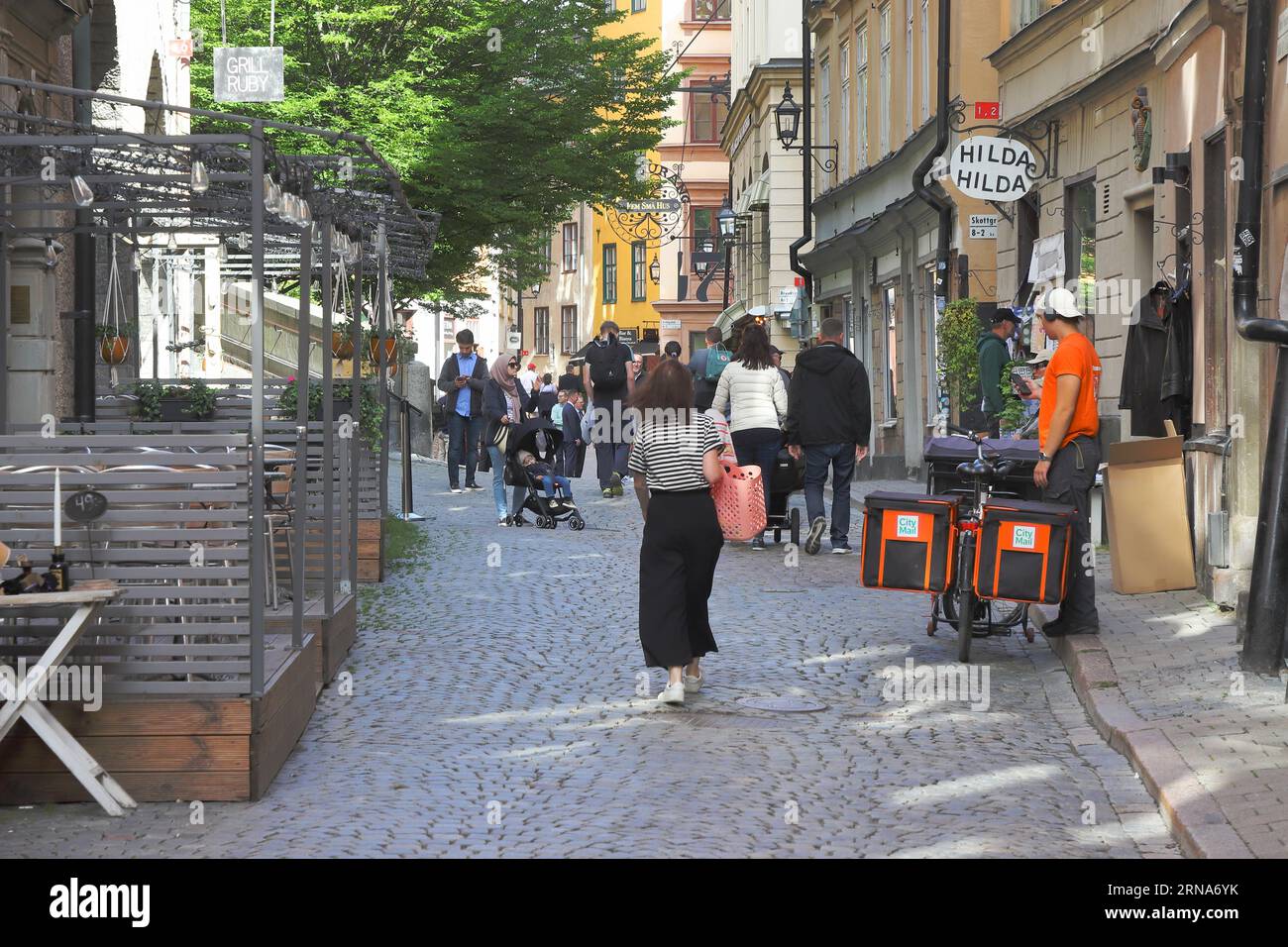 Stockholm, Sweden - August 31, 2023: Street view of the Osterlanggatan ...