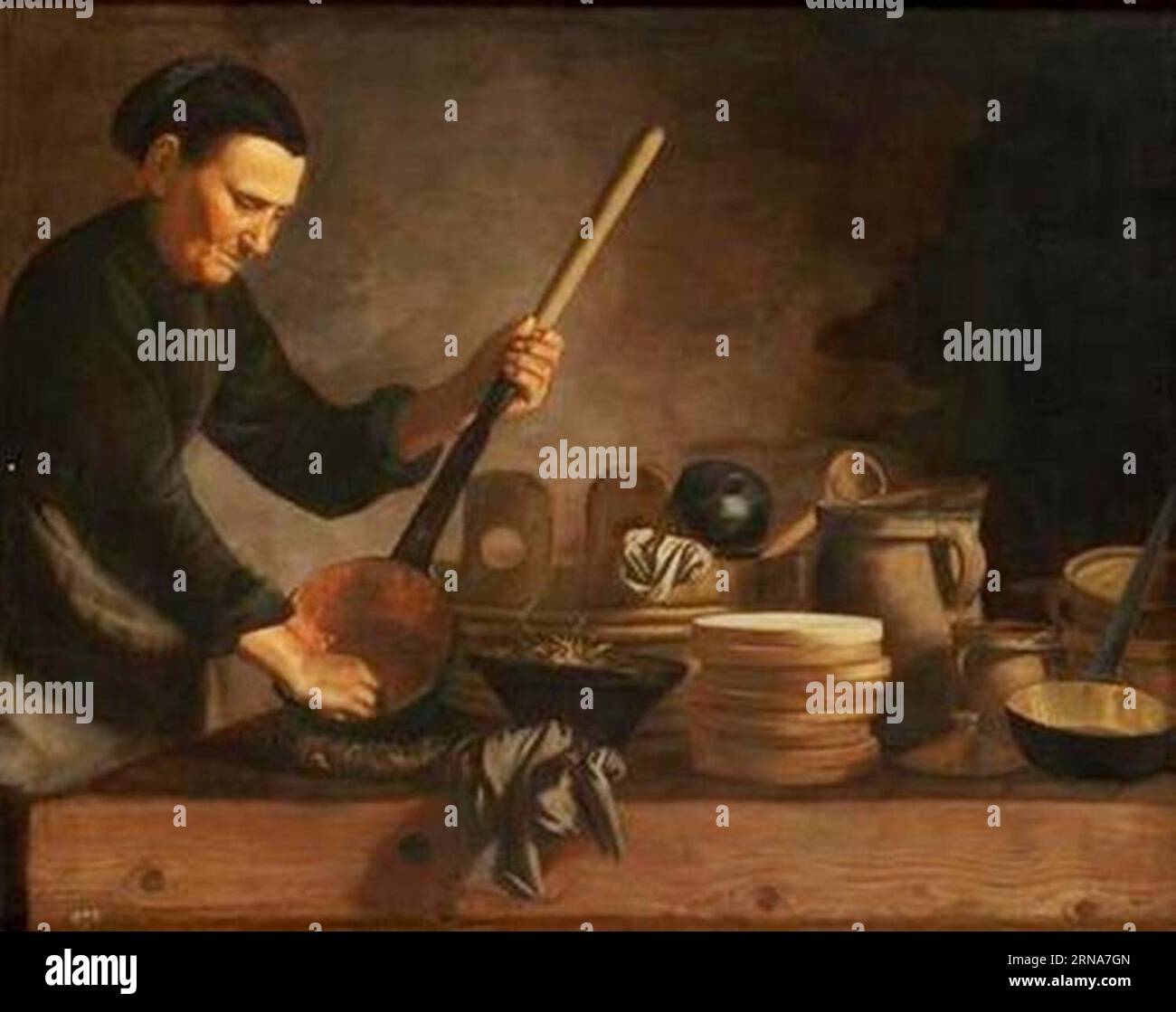 Old woman, cleaning a steel pan circa 1665 by Martin Dichtl Stock Photo - Alamy