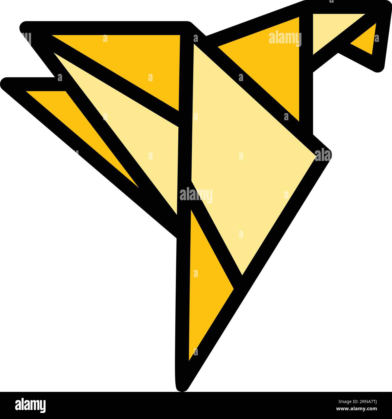 Japan art origami icon outline vector. Geometric animal. Paper polygon ...