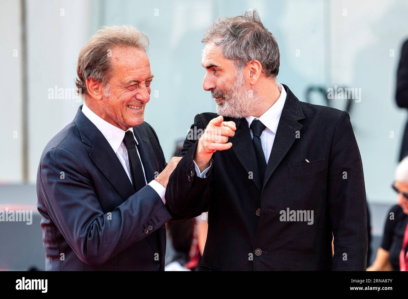 Venice, Italy. August 31, 2023. Vincent Lindon and Xavier Giannoli ...