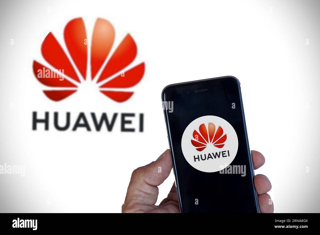 August 25th 2023, Florence , Italy Huawei phone In the hand of a person ...