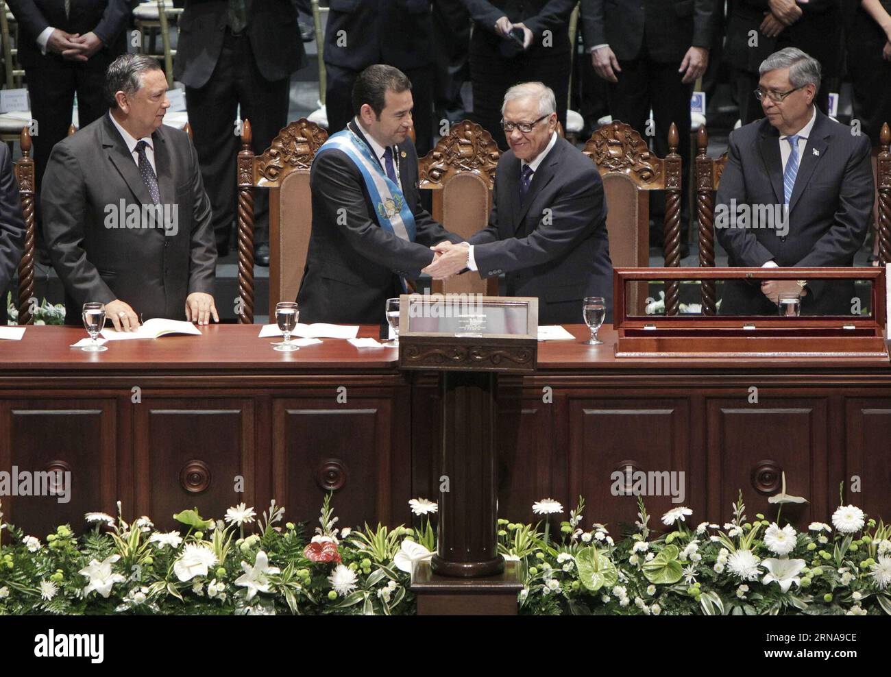 GUATEMALA CITY, -- Guatemala s new President Jimmy Morales (2nd L ...